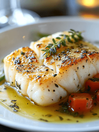 Golden Seared Cod with Herb Butter Sauce