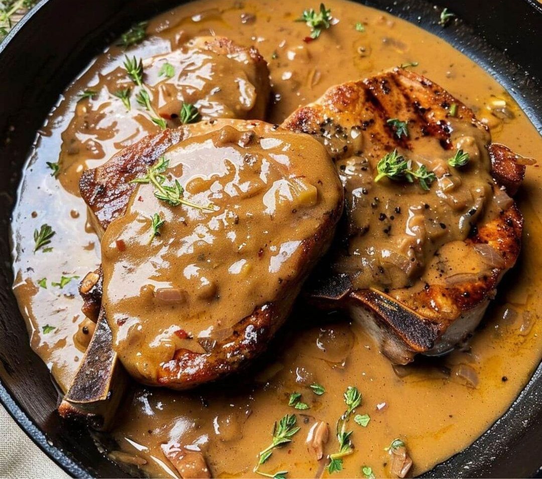 Slow Cooker Pork Chops with Onion Gravy