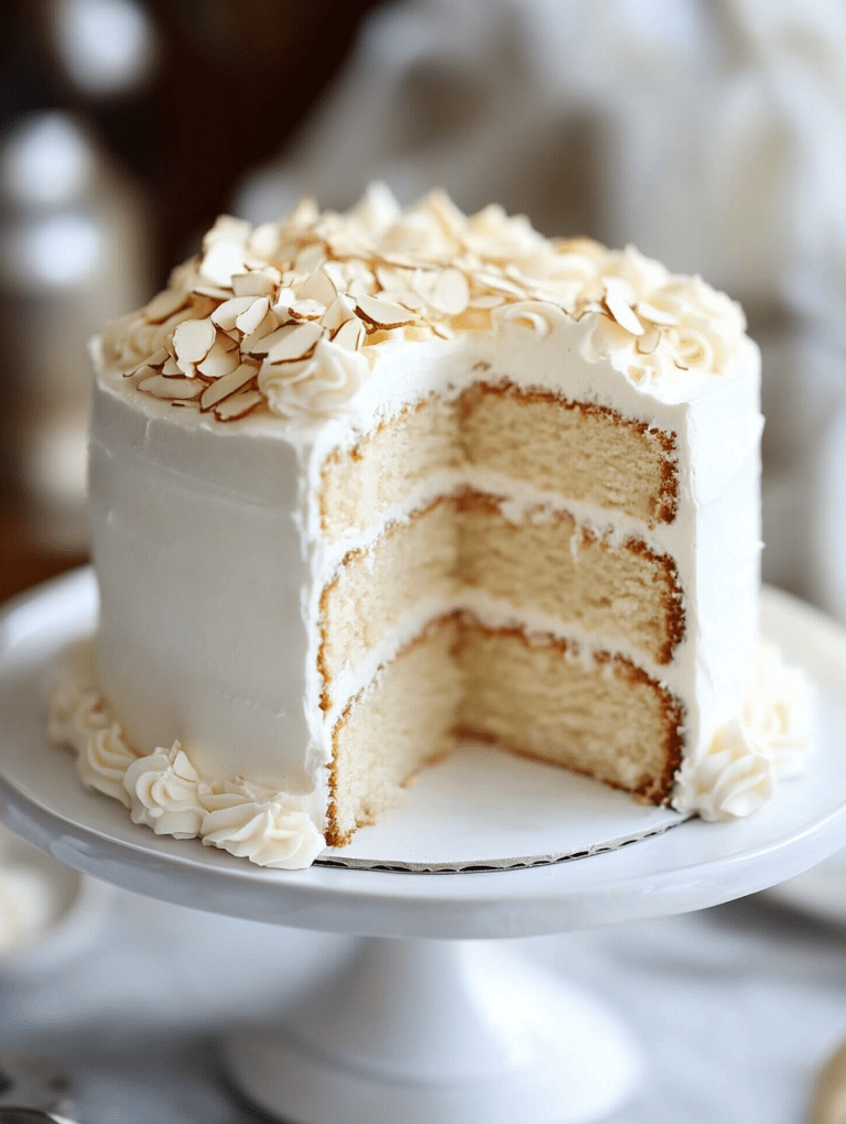 White Almond Wedding Cake