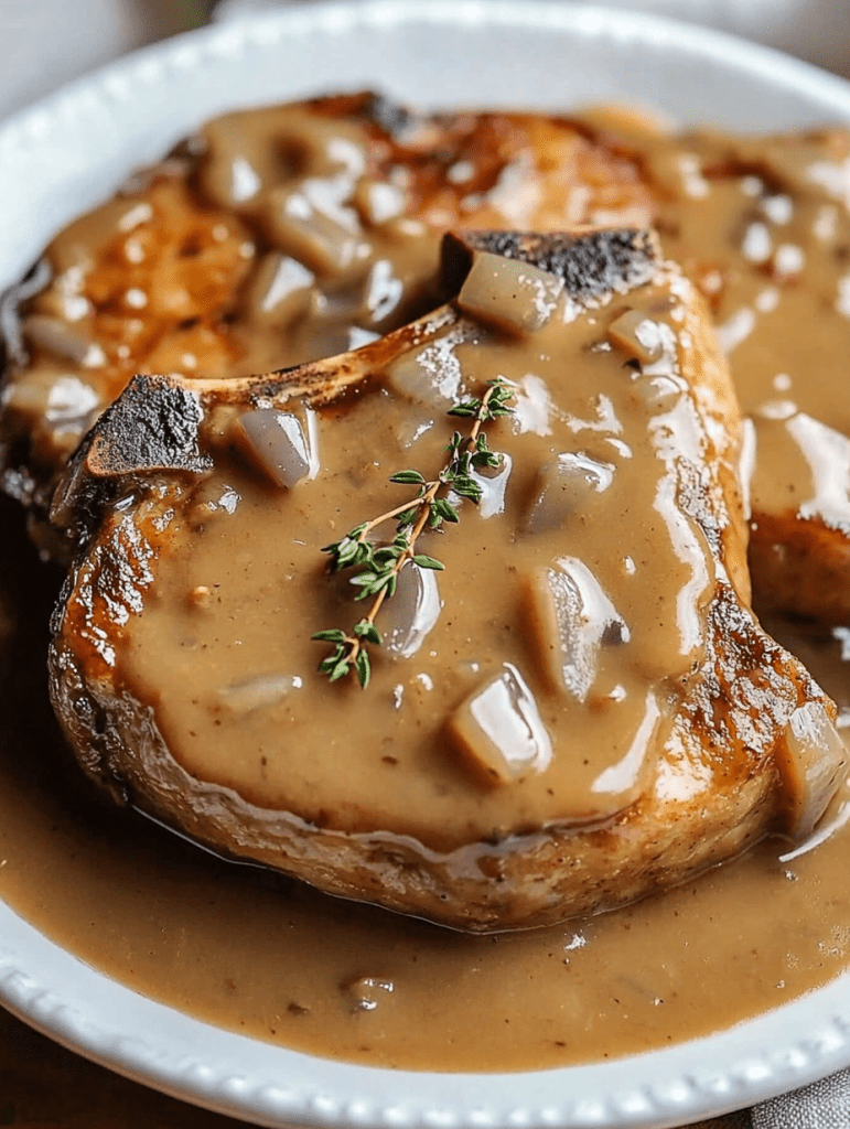 Slow Cooker Pork Chops with Onion Gravy