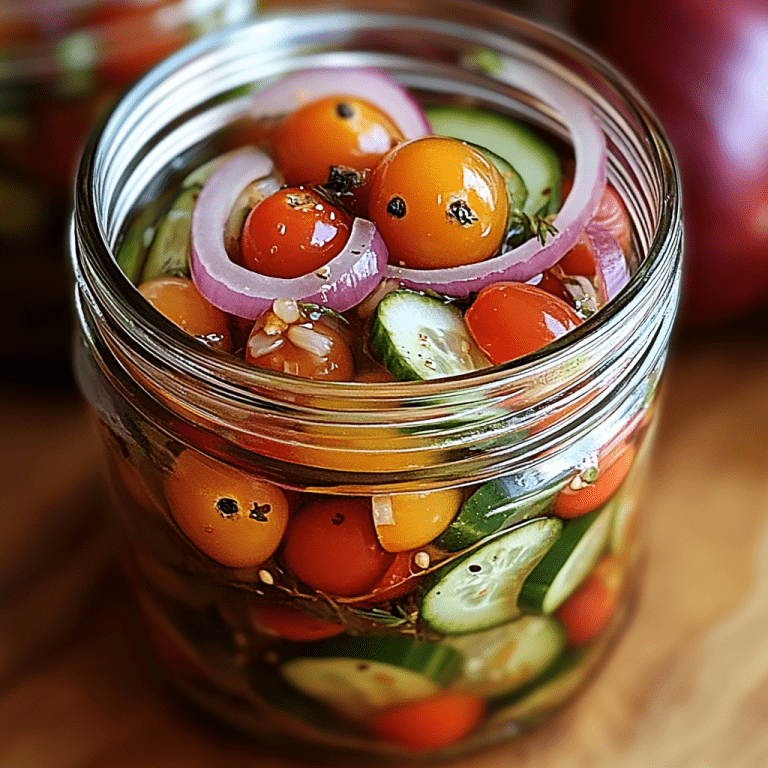 Quick Pickled Cherry Tomatoes, Red Onion, and Cucumber