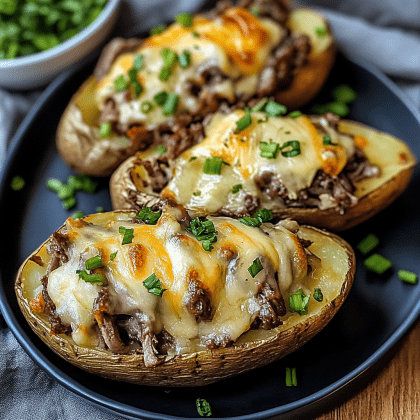 Philly Cheesesteak Baked Potatoes