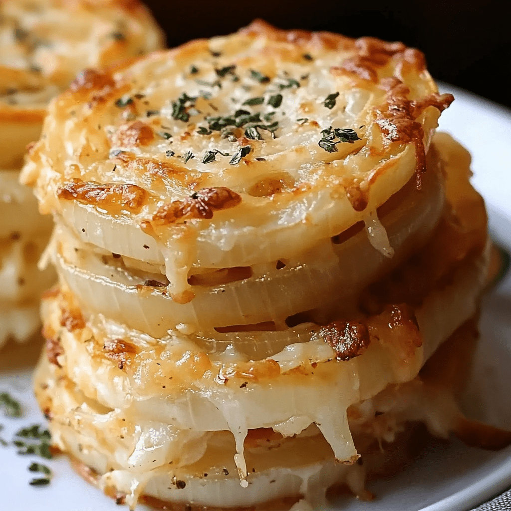 Cheesy Baked Onion Stacks