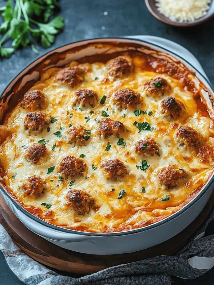 Cheesy Meatball Casserole