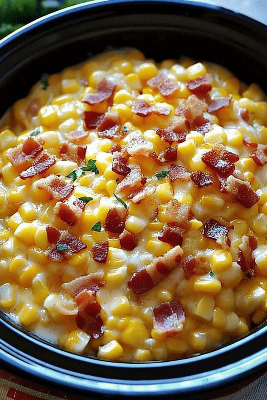 Slow Cooker Cheddar Corn with Bacon