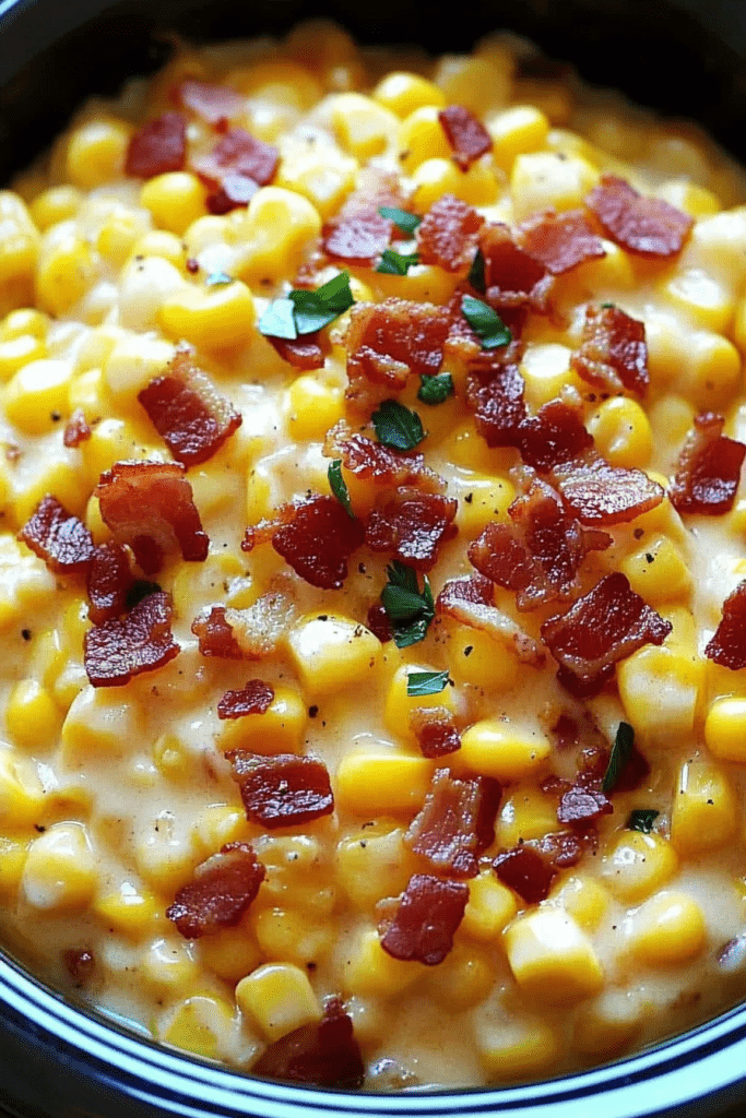 Slow Cooker Cheddar Corn with Bacon