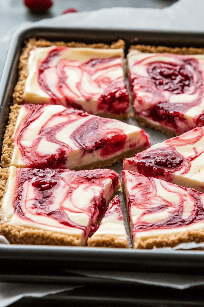 Raspberry Ripple Cheesecake Slice