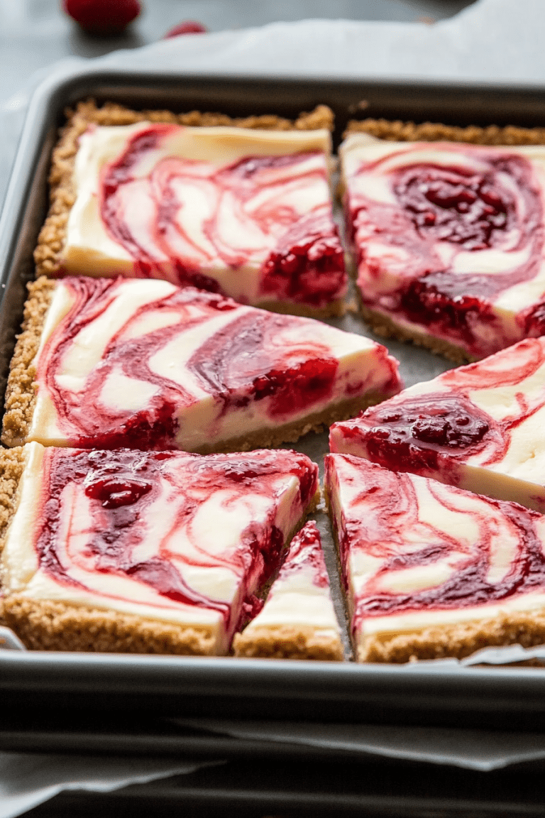 Raspberry Ripple Cheesecake Slice