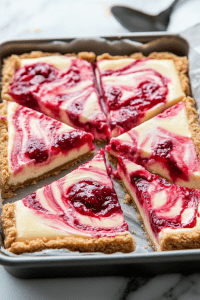 Raspberry Ripple Cheesecake Slice