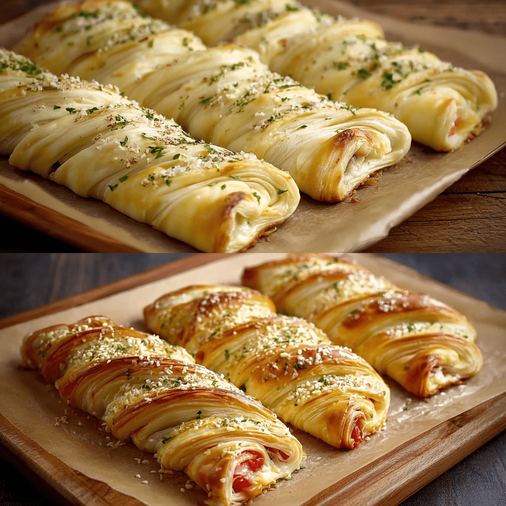 Homemade Savory Twisted Puff Pastry Rolls